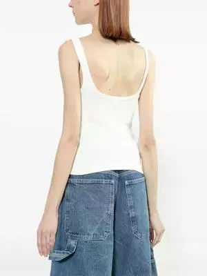 COURREGES Ribbed Tank Top With Buckle Detail - White