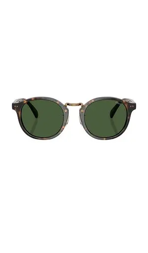 Polo Ralph Lauren Round Frame Sunglasses - Shiny Dark Havana $ Bottle Green