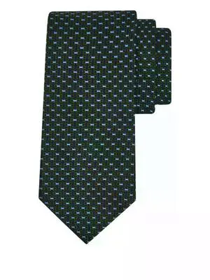 FERRAGAMO Jacquard Gancini Neck Tie - Green