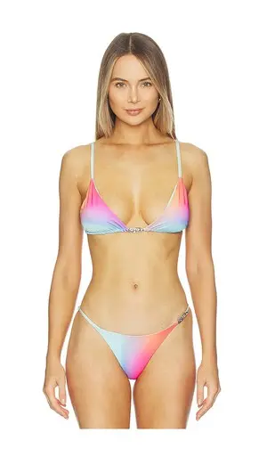 Casablanca Gradient Printed Triangle Bikini Top - Multi