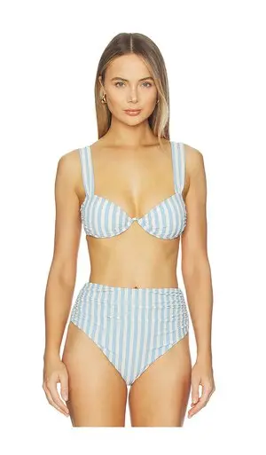 Simkhai Anniston Bikini Top - Hydrangea Blue Stripe