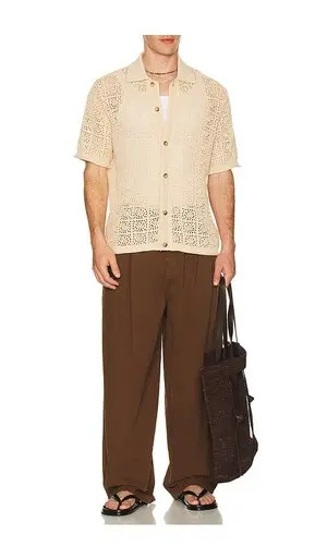 Simkhai Billy Short Sleeve Shirt In Brown