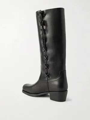 Paris Texas Roxanne Lace-up Knee Boots - Black
