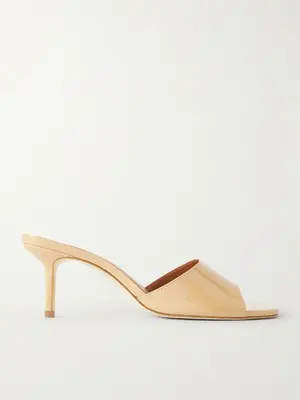 Staud Bea Patent-leather Mules - Neutrals