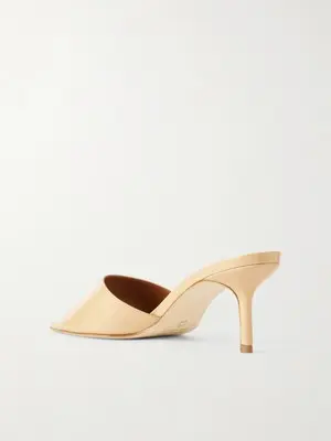 Staud Bea Patent-leather Mules - Neutrals
