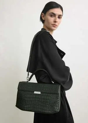TOTEME Clip Croco-embossed Top Handle Bag