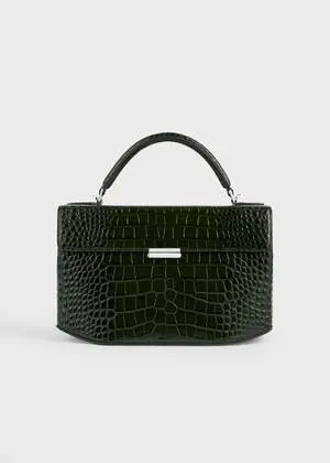 TOTEME Clip Croco-embossed Top Handle Bag