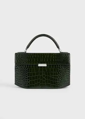 TOTEME Clip Croco-embossed Top Handle Bag - Green