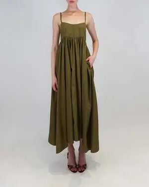 Azeeza Rachel Poplin Midi Dress - Olive