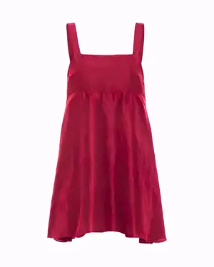 Azeeza Griffon Raw Silk Mini Dress - Ruby