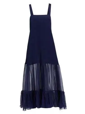 Azeeza Bellevue Cdc Chiffon Midi Dress - Navy