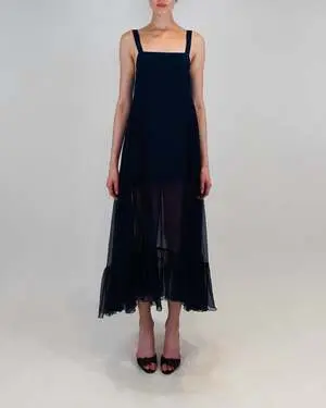 Azeeza Bellevue Cdc Chiffon Midi Dress - Navy