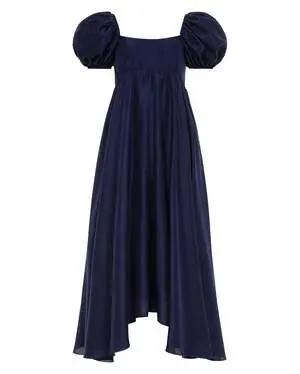Azeeza Rory Raw Silk Midi Dress Navy