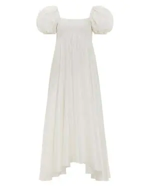 Azeeza Rory Raw Silk Midi Dress - White