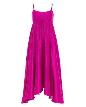 Azeeza Rachel Raw Silk Midi Magenta