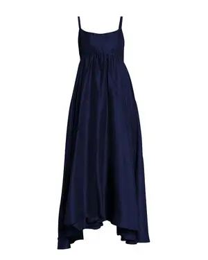 Azeeza Rachel Raw Silk Midi Navy