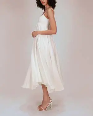 Azeeza Rachel Raw Silk Midi - White