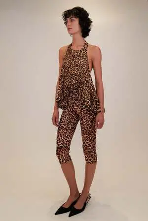 Azeeza Winston Raw Silk Top - Leopard