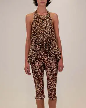 Azeeza Winston Printed Raw Silk Top - Leopard
