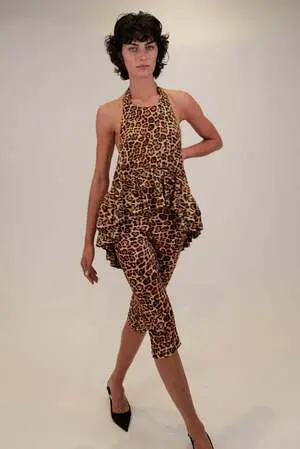 Azeeza Winston Printed Raw Silk Top - Leopard