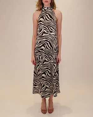 Azeeza Meera Printed Midi Dress - Zebra