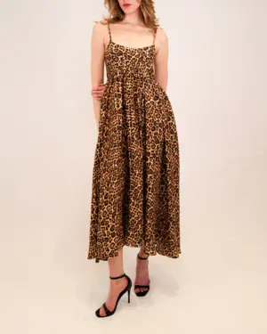 Azeeza Rachel Printed Midi Dress Leopard