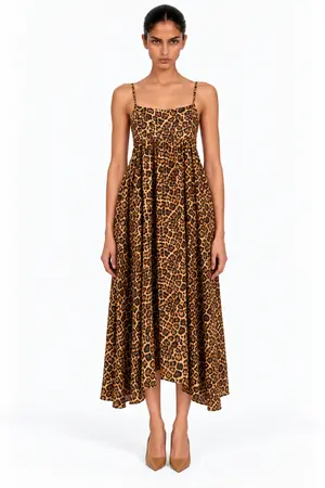 Azeeza Rachel Printed Midi Dress Leopard