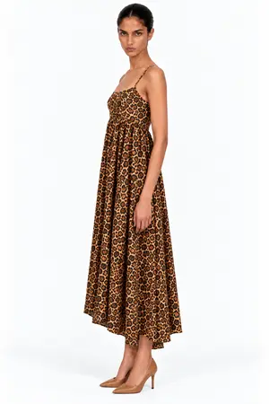 Azeeza Rachel Printed Midi Dress - Leopard