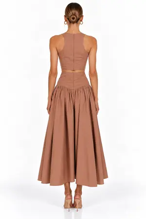 Azeeza Lina Stretch Poplin Top - Mocha