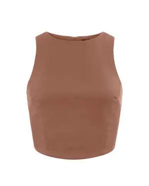 Azeeza Lina Stretch Poplin Top - Mocha