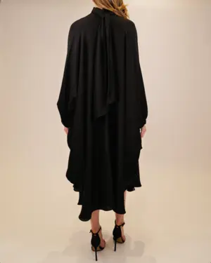 Azeeza Emlyn Raw Silk Midi Dress - Black
