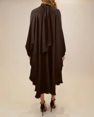 Azeeza Emlyn Raw Silk Midi Dress - Black