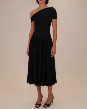 Azeeza Veda Satin Midi Dress - Black
