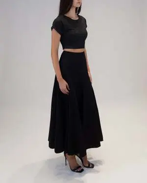 Azeeza Soren Poplin A-line Skirt - Black