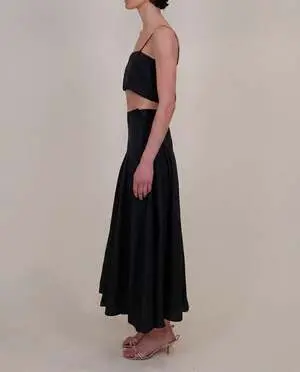 Azeeza Walton Satin Top - Black