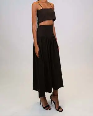 Azeeza Walton Satin Top - Chocolate