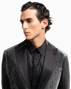 Giorgio Armani Giorgio’s Single-breasted Tuxedo Jacket In Micro Devoré Velvet