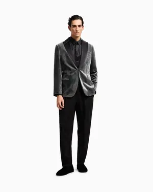 Giorgio Armani Giorgio’s Single-breasted Tuxedo Jacket In Micro Devoré Velvet