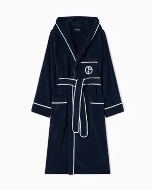 Giorgio Armani Cotton Terry Bathrobe - Navy Blue