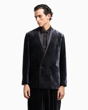 Giorgio Armani Giorgio’s Double-breasted Tuxedo Jacket In Micro Devoré Velvet