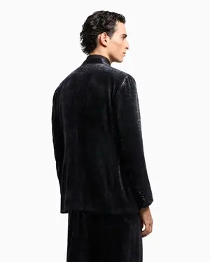 Giorgio Armani Giorgio’s Double-breasted Tuxedo Jacket In Micro Devoré Velvet