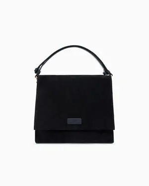 Giorgio Armani Suede And Calfskin Messenger Bag - Black