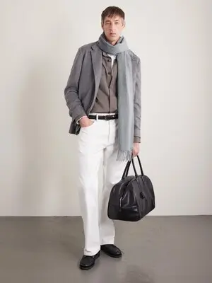 Canali Fringed Cashmere Scarf - Gray