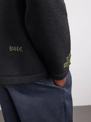 BODE Bannister Appliquéd Virgin Wool Cardigan