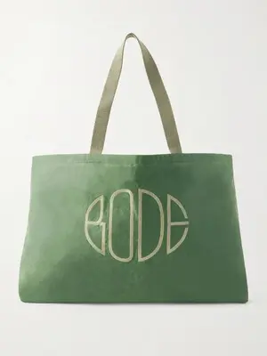 BODE Logo-embroidered Waxed-cotton Tote Bag - Green