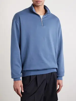 Auralee Cotton Half-zip Sweatshirt - Blue