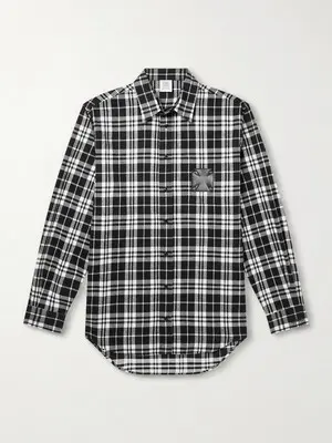 Vetements Leather-appliquéd Checked Cotton-flannel Shirt