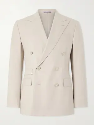 Ralph Lauren Purple Label Double-breasted Wool-flannel Blazer