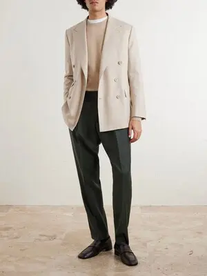 Ralph Lauren Purple Label Double-breasted Wool-flannel Blazer