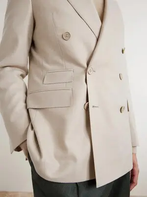 Ralph Lauren Purple Label Double-breasted Wool-flannel Blazer